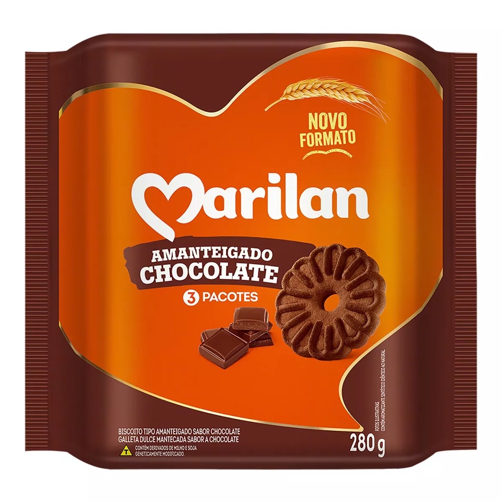 Biscoito Amanteigado Chocolate Marilan Pacote 280g | Shopee Brasil