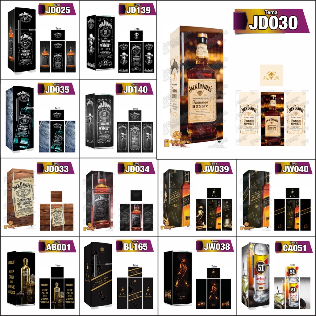 Adesivo Envelopamento De Geladeira Md162 Whisky Cerveja Bebidas Famosas ...