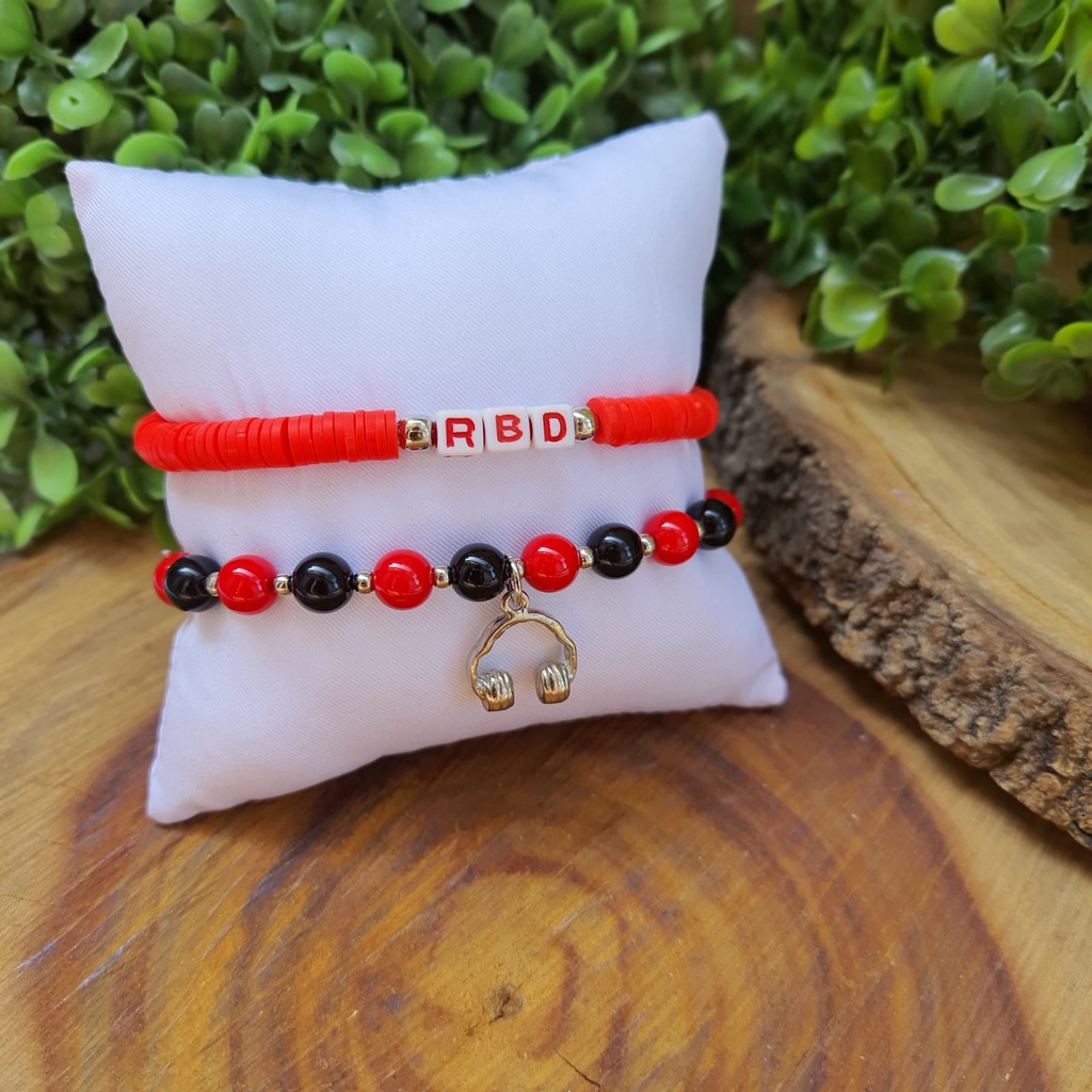 Pulseiras Rebelde - RBD preto/vermelho | Shopee Brasil