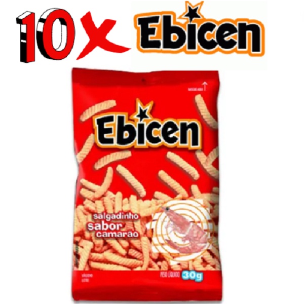Salgadinho Assado camarão 30gr- Ebicen 10 Pacotes para Lanches Festas ...
