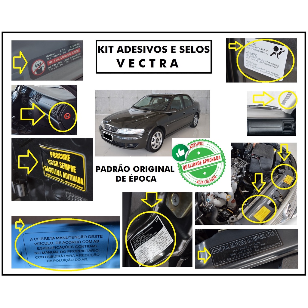 Kit Adesivos E Selos Vectra - 2000 A 2005 (Todas As Versões) | Shopee ...