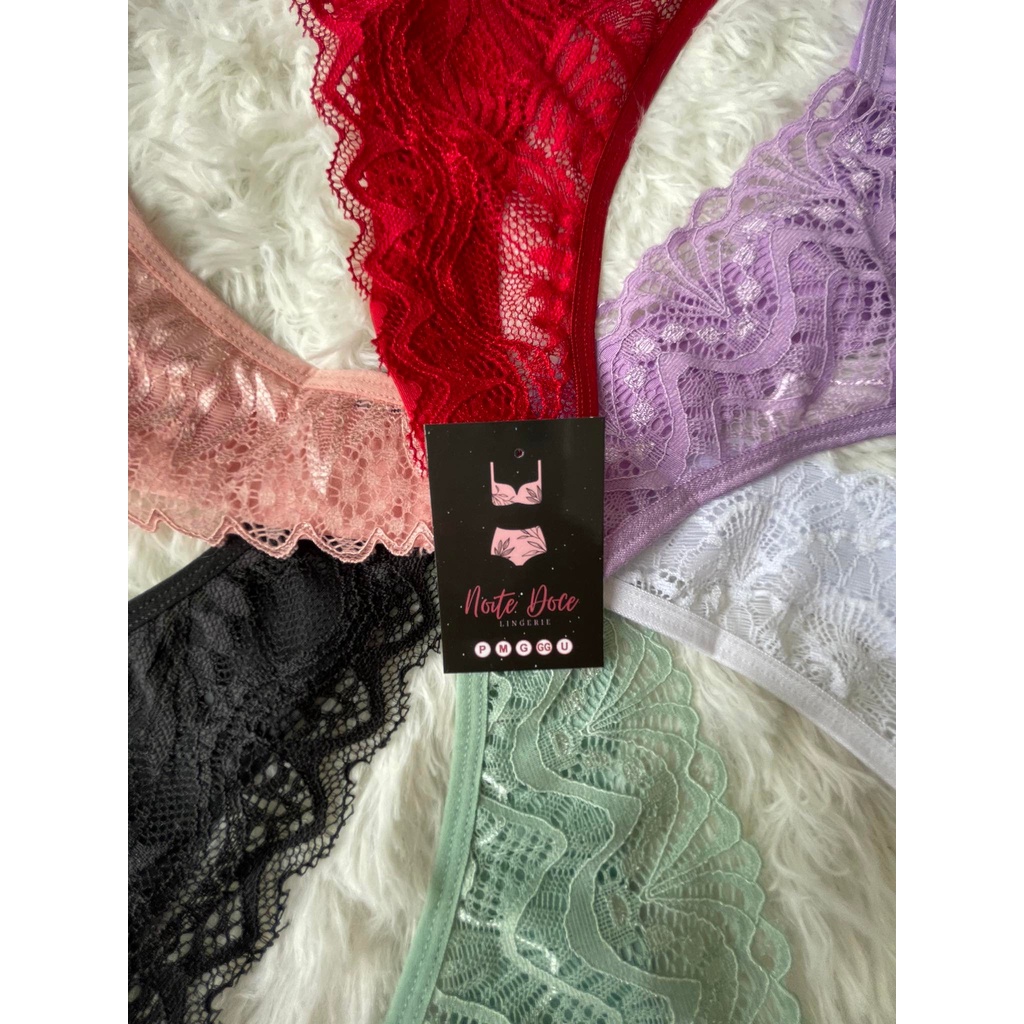 Kit 6 calcinhas Renda Fio Dental Duplo | Shopee Brasil