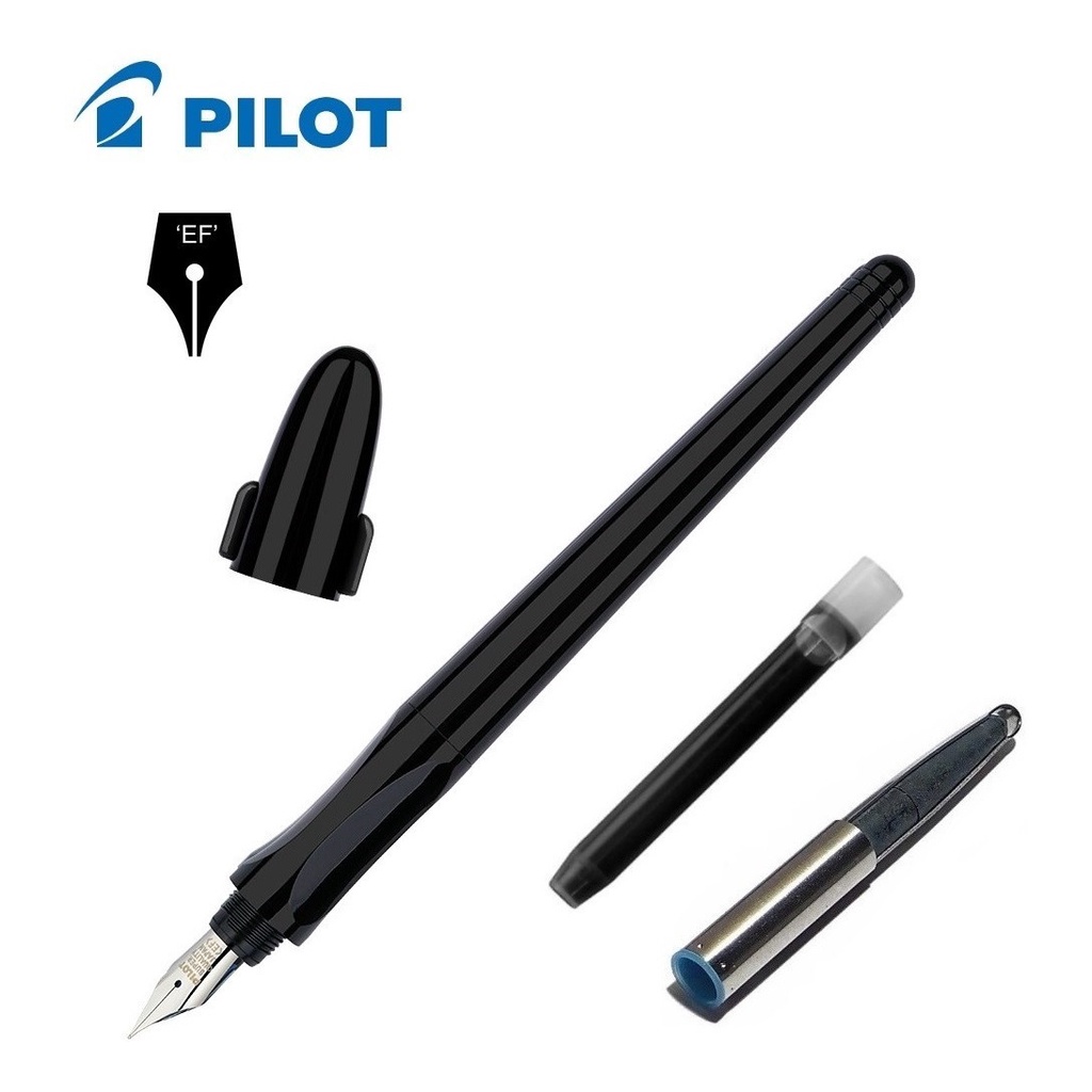 Caneta Tinteiro Pilot Penmanship Pena EF Extra Fina Preta + Conversor ...