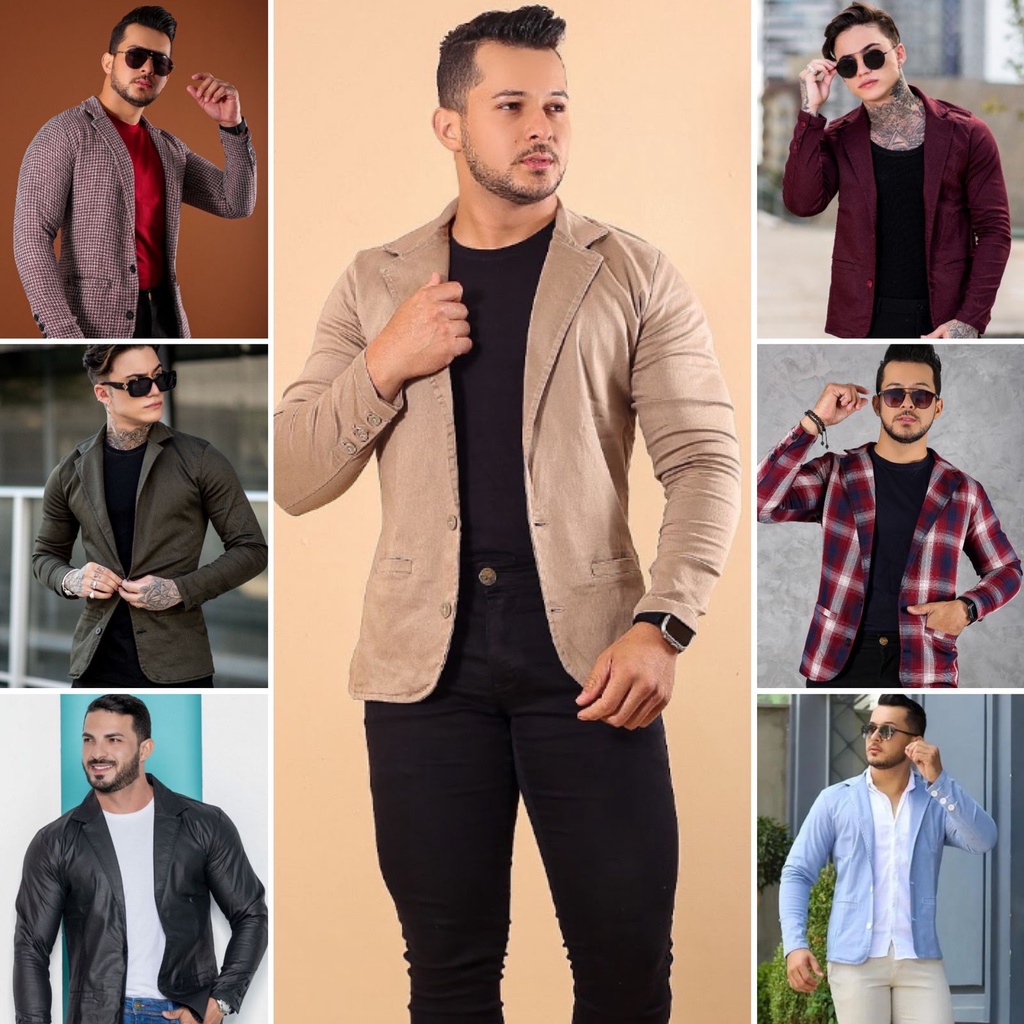 Blazer Masculino Slim Fit Moderno Elegante Esporte Fino | Shopee Brasil