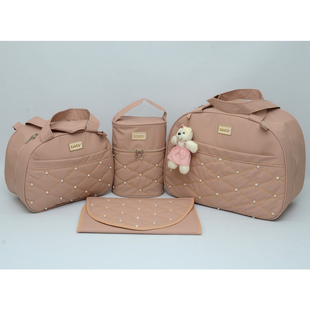 Kit Bolsa Mala Maternidade Bebê Feminino/Menina Com Porta Mamadeiras e ...