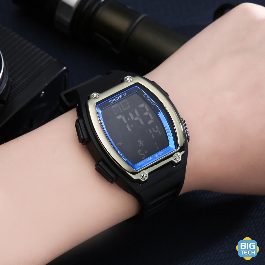 Relógios Masculino Digital De Pulso À Prova D 'Água Eletrônico Esportivo Quadrado Luminoso ...