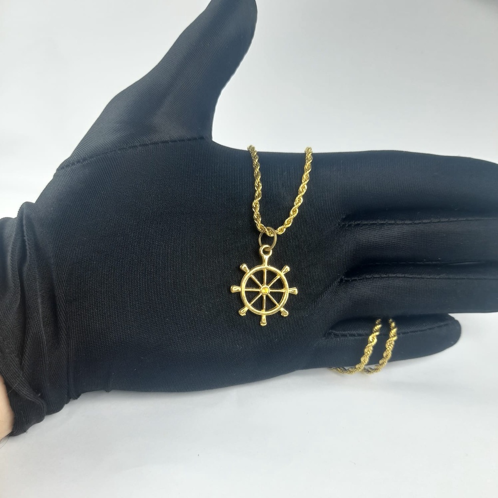 Cordão Masculino Com Pingente Leme Timão Navio Barco Mar | Shopee Brasil