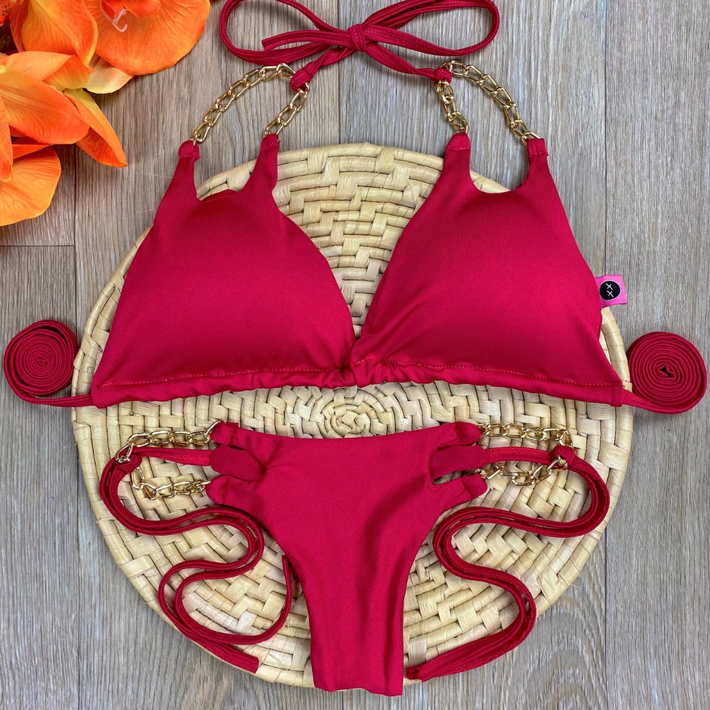Biquíni Corrente Moda Blogueira Gringa Verão Praia Conjunto de Biquinis ...