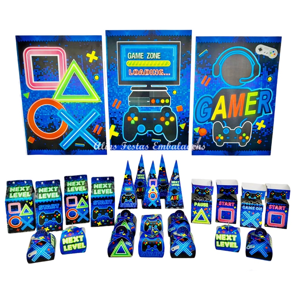 Vídeo Game Kit só um bolinho 43 Itens - Game Lembrancinha Festa Vídeo ...