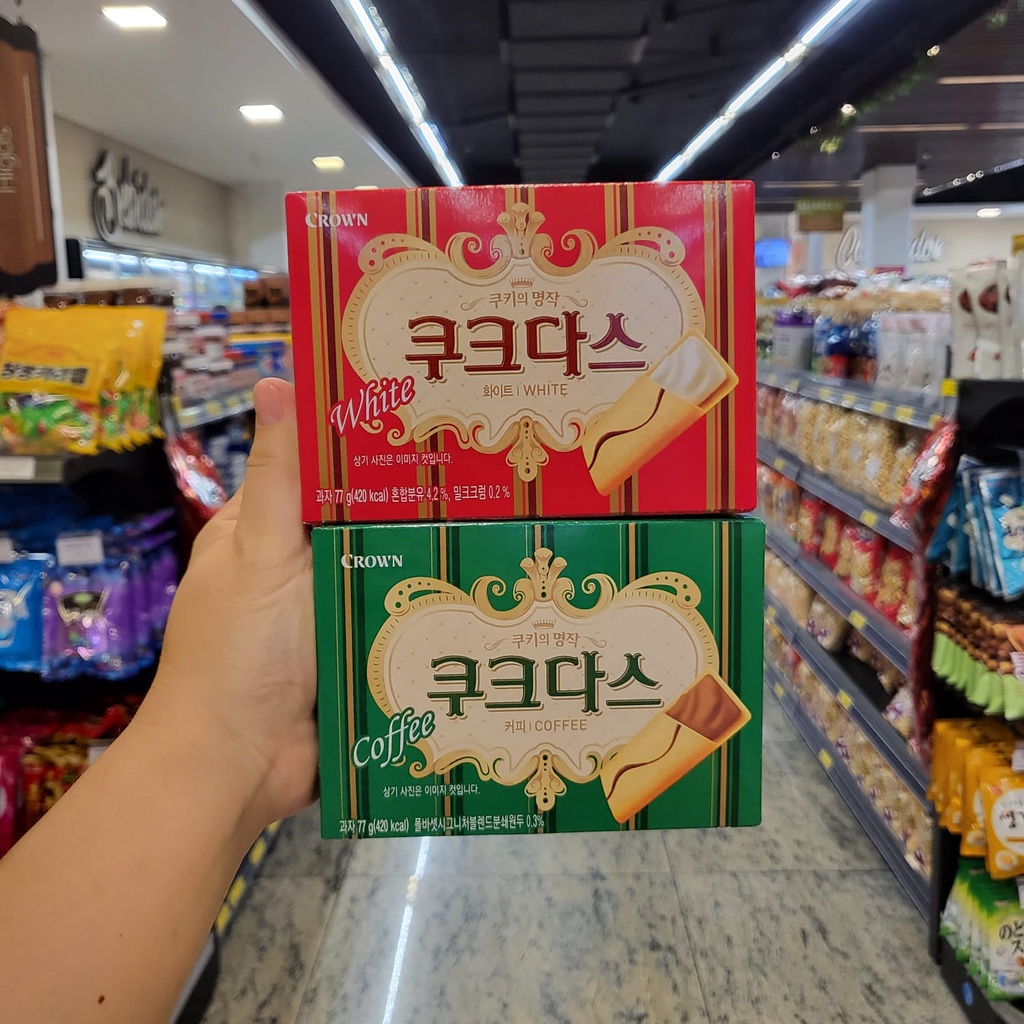Biscoito Coreano Crown Couque D'asse - White Torte 77g | Shopee Brasil