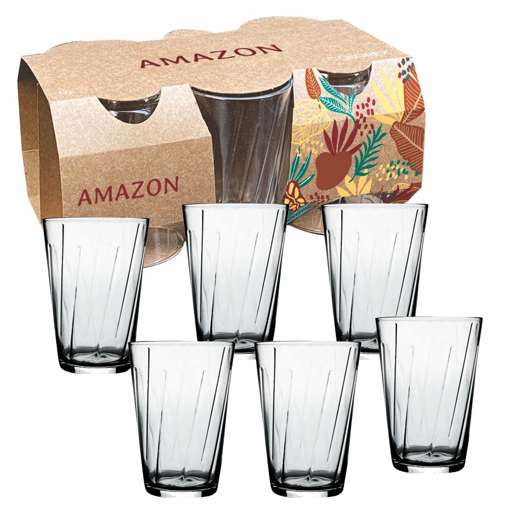 Kit jogo 6 Copos Vidro Amazon Nadir 190 ML | Shopee Brasil