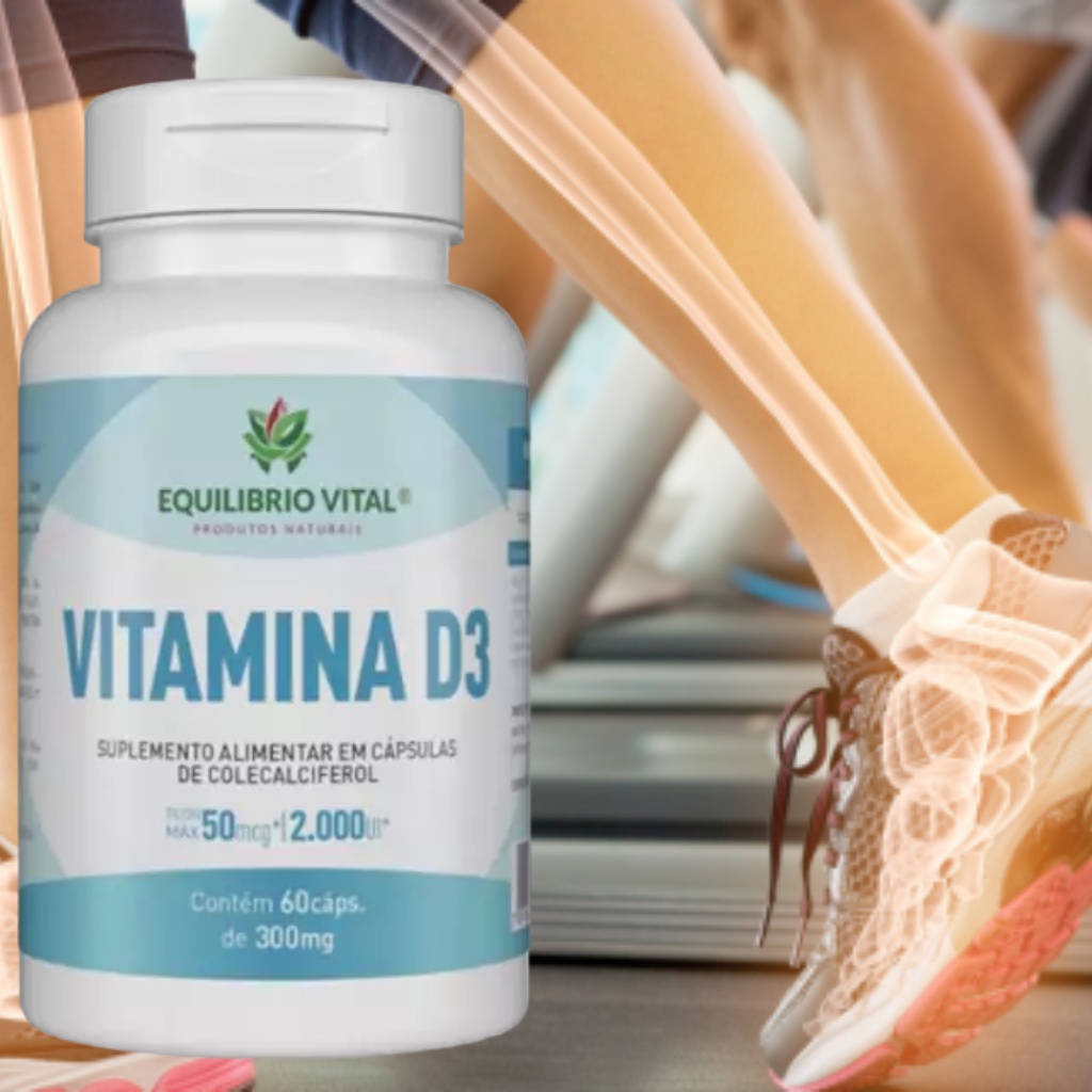 Vitamina D3 • fortificante • suplemento sol 60 Cápsulas 300mg Equilíbrio Vital | Shopee Brasil