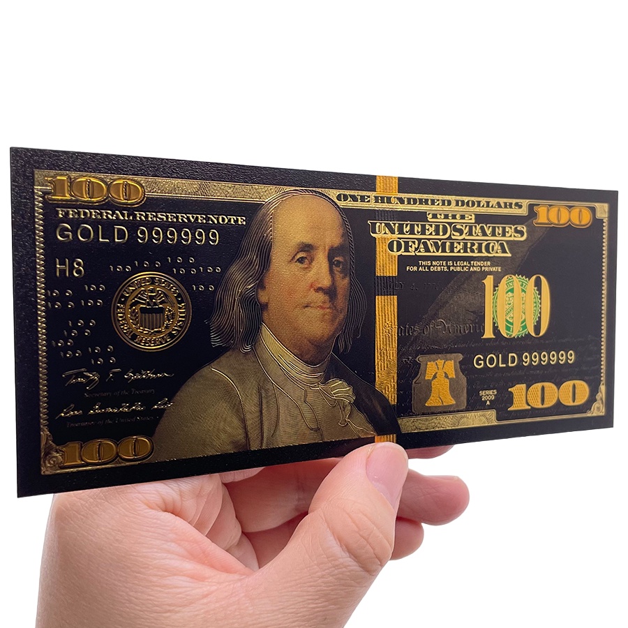 Nota Cédula 100 Dólares Benjamin Franklin Metalizada Ouro USA EUA | Shopee Brasil
