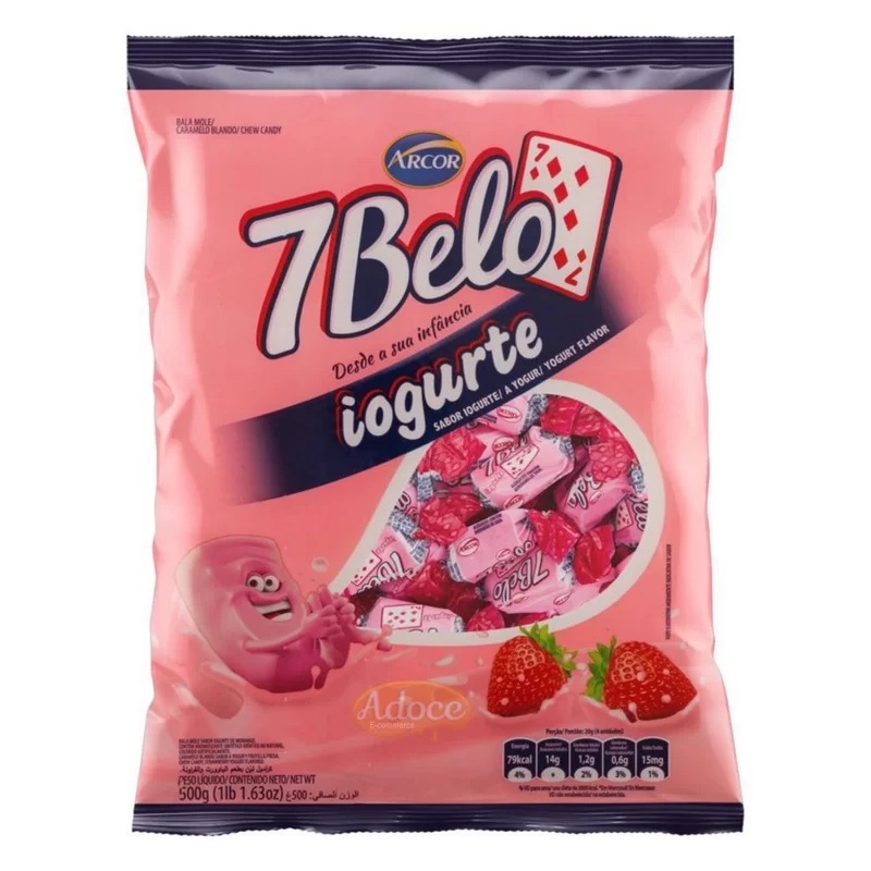 Bala Sete Belo YOGURTE 7BELO - Pacote 500G | Shopee Brasil