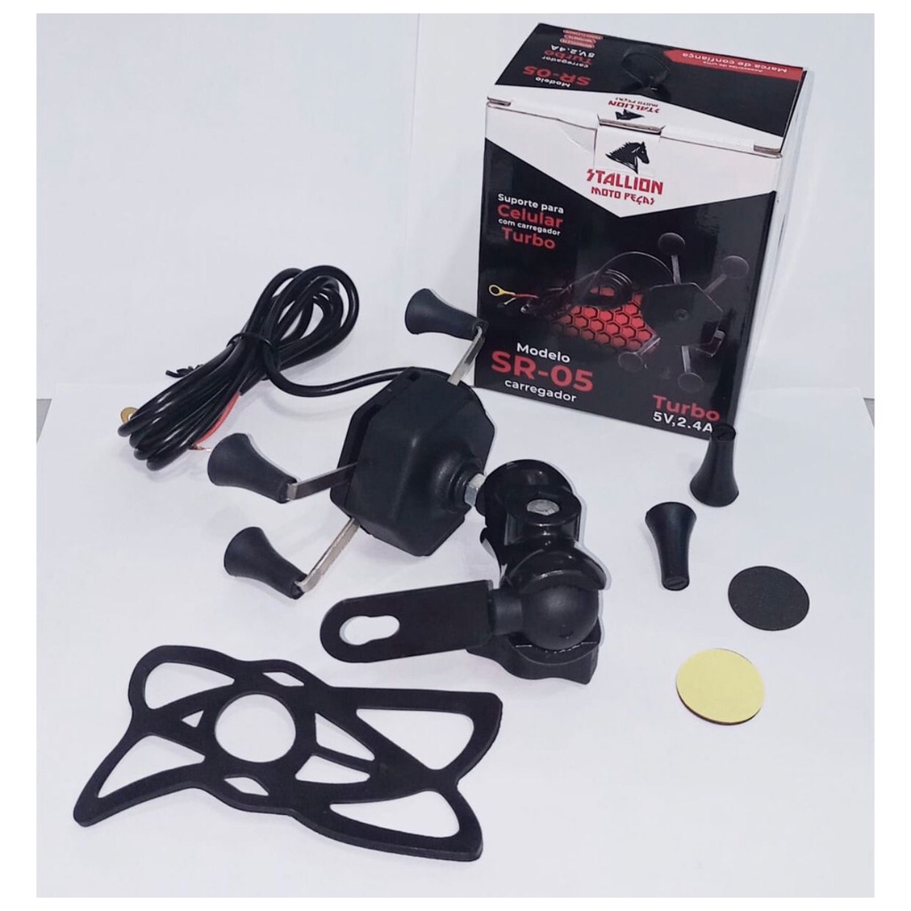 Suporte De Celular Para Moto com Carregador Turbo Usb 5V 2.4A Stallion-SR05 | Shopee Brasil