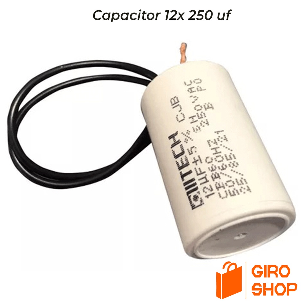 CAPACITOR 12UF 250V 2 FIOS PARA MOTOR PORTÃO ELÉTRICO | Shopee Brasil