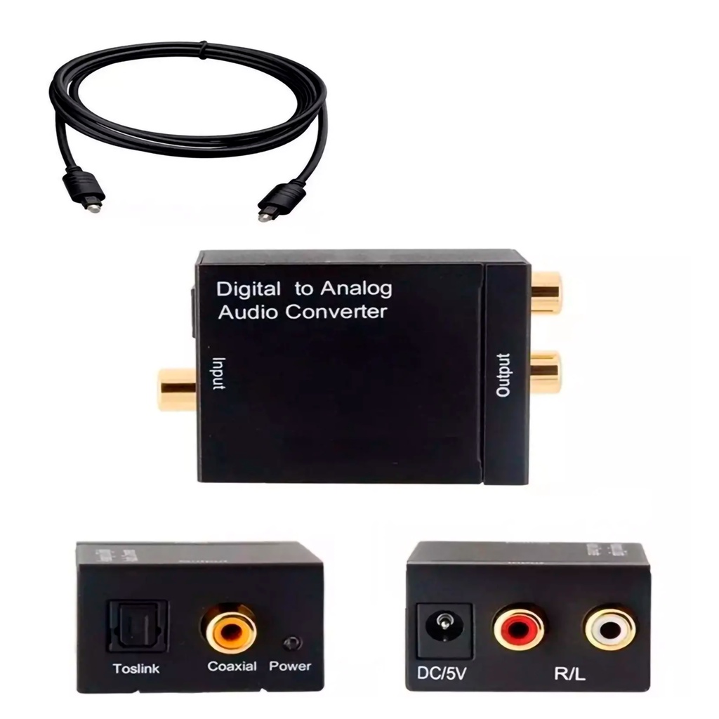 Kit Conversor Audio Digital Cabo Optico Smart Tv Home Theater Estereo ...