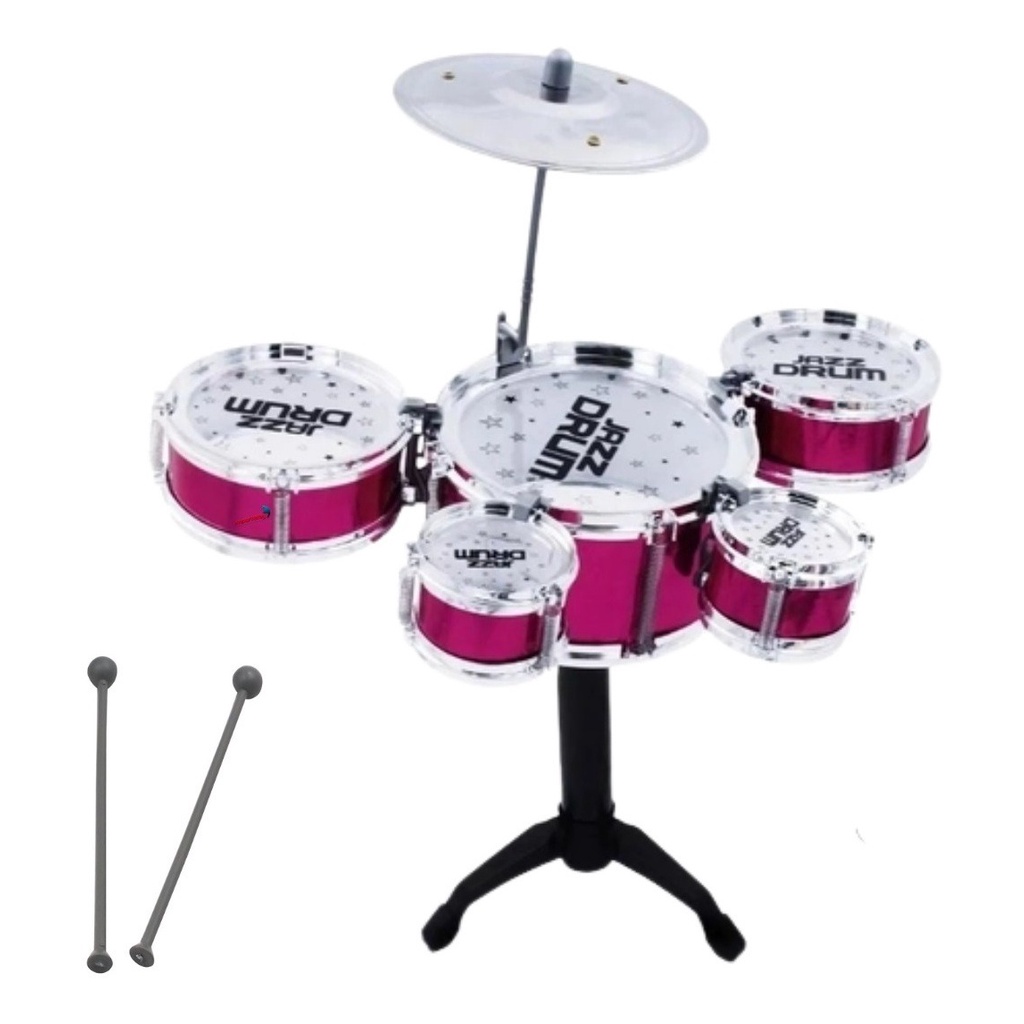 Mini Rock Star Bateria Infantil Brinquedo Prato Tambor Azul Vermelho ...