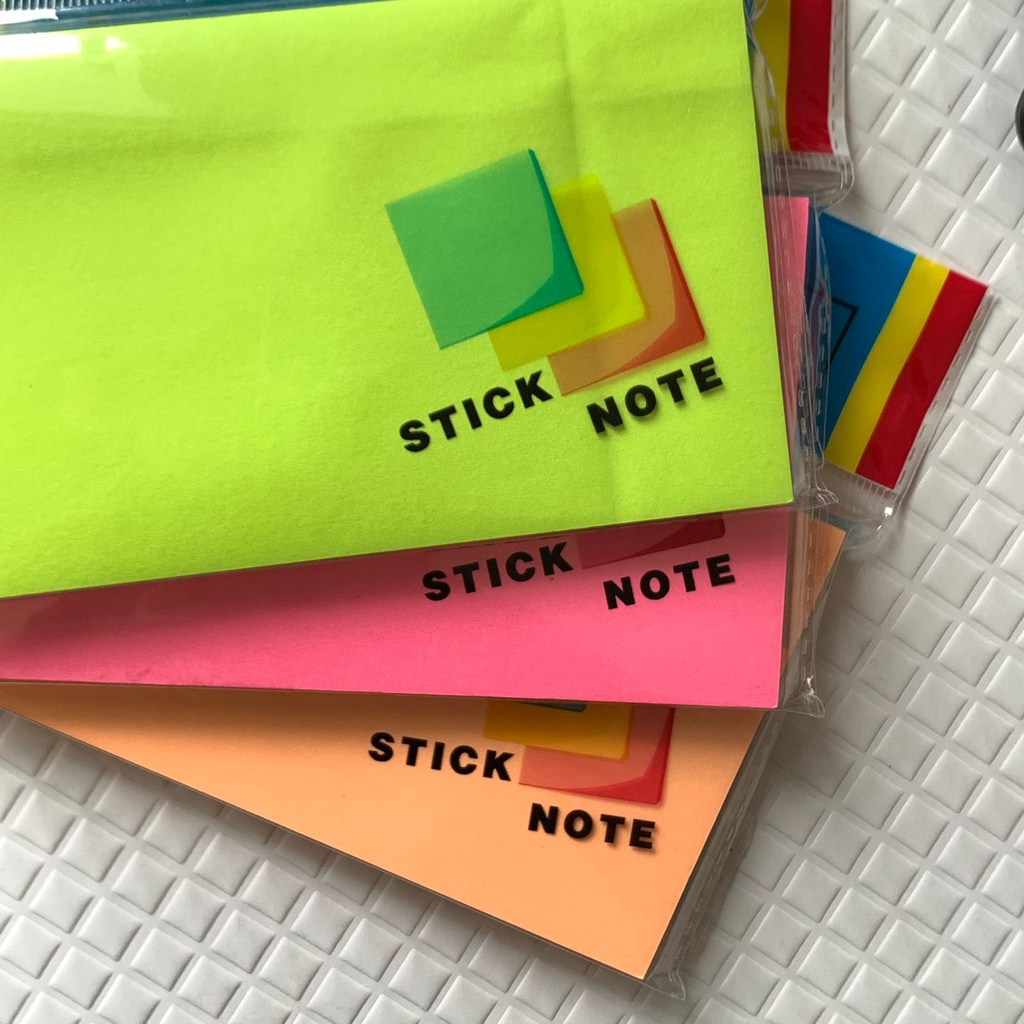 Bloco adesivo Stick Note neon 76x125mm com 100 Folhas - Unidade - Para ...
