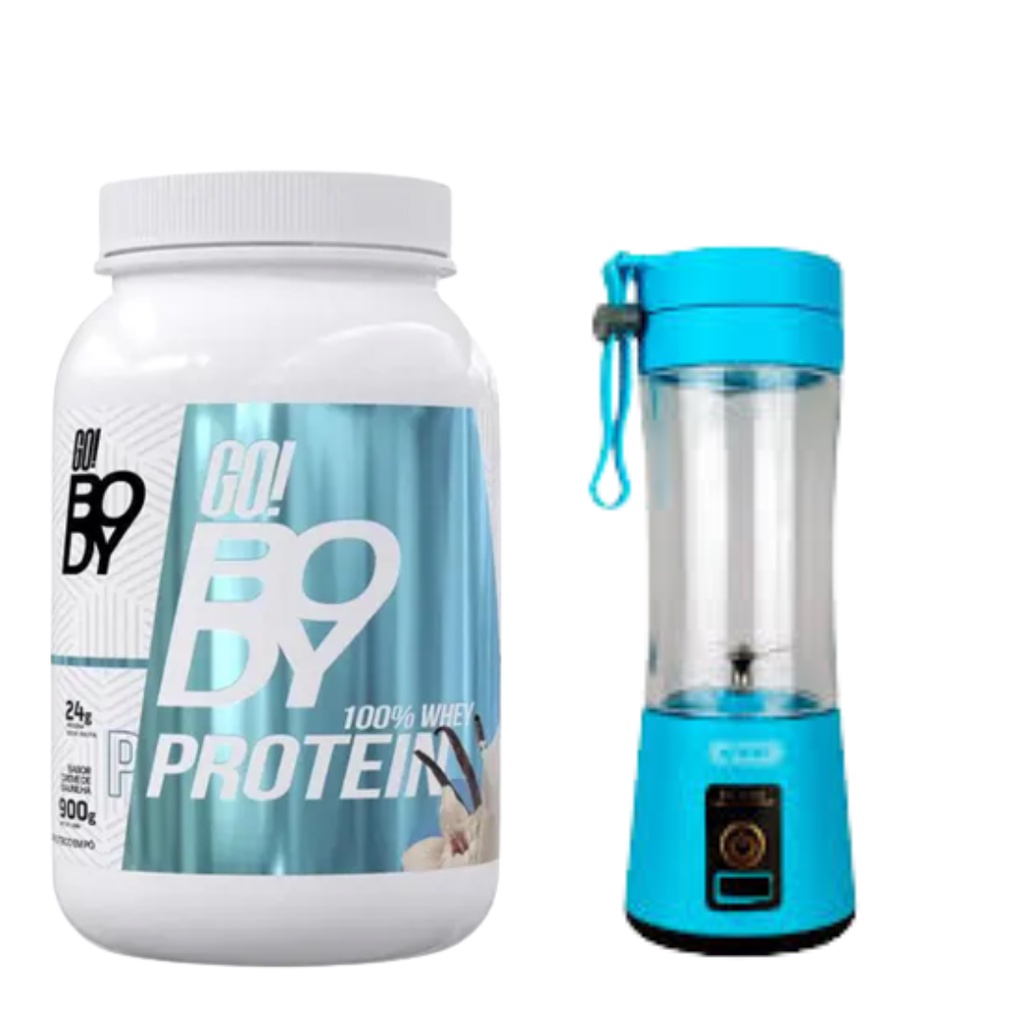 Whey Protein Concentrado 900g + Mini Liquidificador Portátil ...