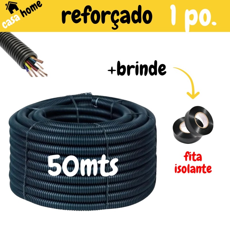 Conduíte Corrugado Preto 50mts 1 Polegada - não dobra 71 | Shopee Brasil