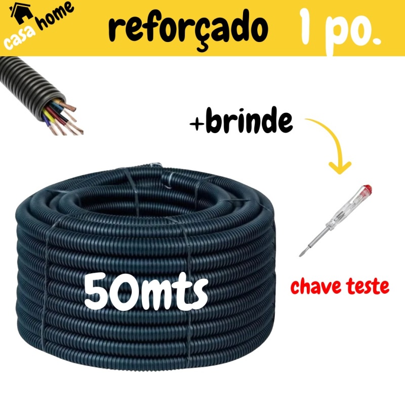 Conduíte Corrugado Preto 50mts 1 Polegada - não dobra 104 | Shopee Brasil