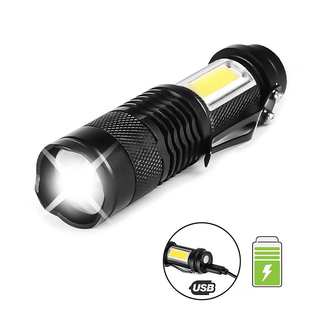 Mini Lanterna Led COB Portátil Usb Recarregável Tática Dupla | Shopee ...