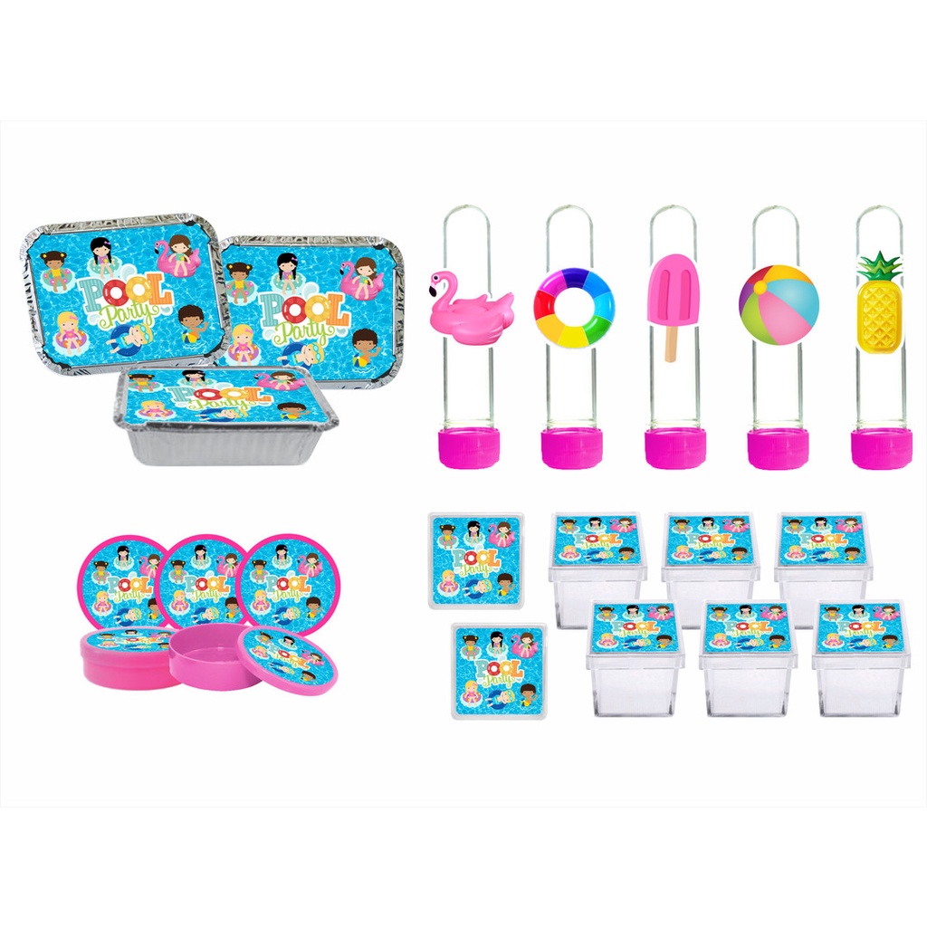 Kit Festa Pool Party Menina 80 peças (20 pessoas) | Shopee Brasil