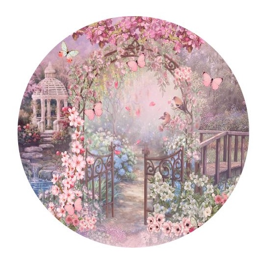 Painel Jardim Encantado Redondo 1,5 x 1,5 Em Tecido Sublimado C/Elástico | Shopee Brasil