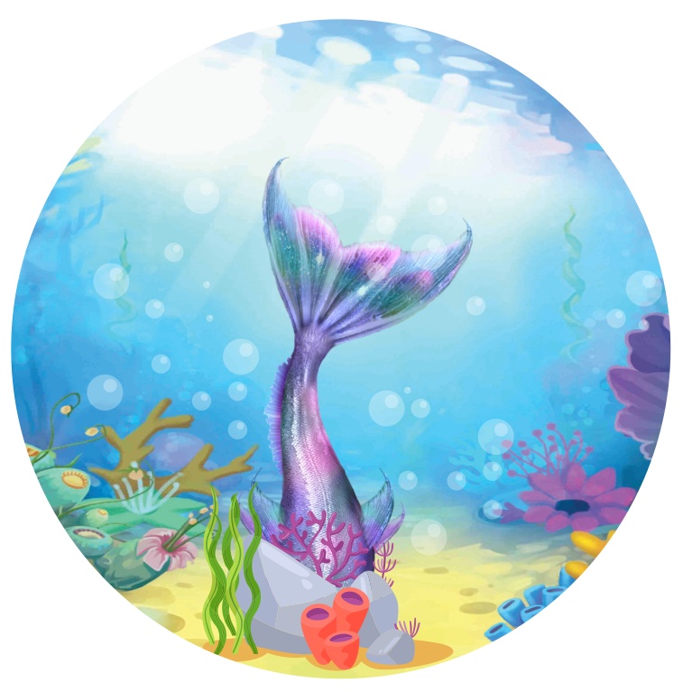 Painel Calda Sereia Redondo 1,5 x 1,5 Em Tecido Sublimado C/Elástico | Shopee Brasil