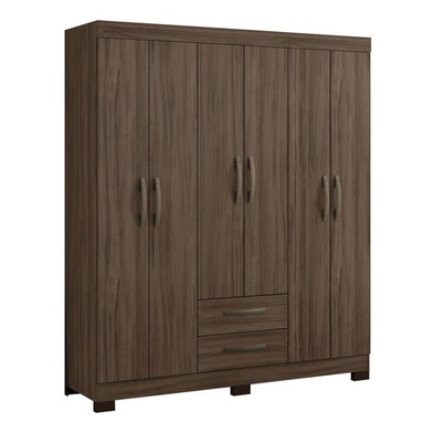 Guarda-roupa Casal Grande Barato Mdf 6 Portas Tairus Nogal | Shopee Brasil