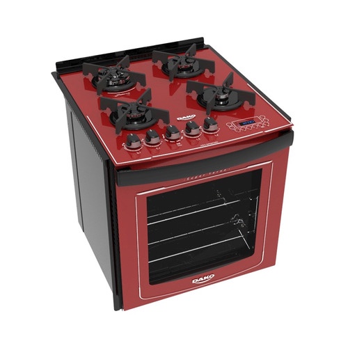 Fogão Embutir Dako Vermelho 4 Bocas Mesa De Vidro Dakolors | Shopee Brasil