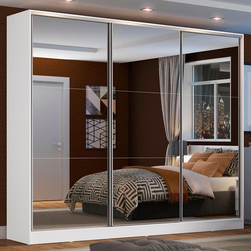 Guarda Roupa Casal 100% Mdf Madesa Zurique 3 Portas Espelho | Shopee Brasil