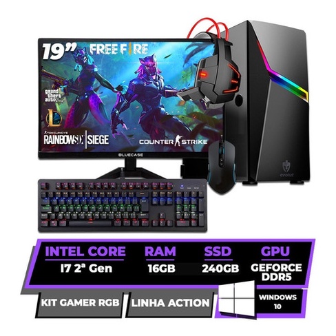 Pc Gamer Streamer I7 16gb Ssd Monitor + Kit Gamer Full Hd | Shopee Brasil