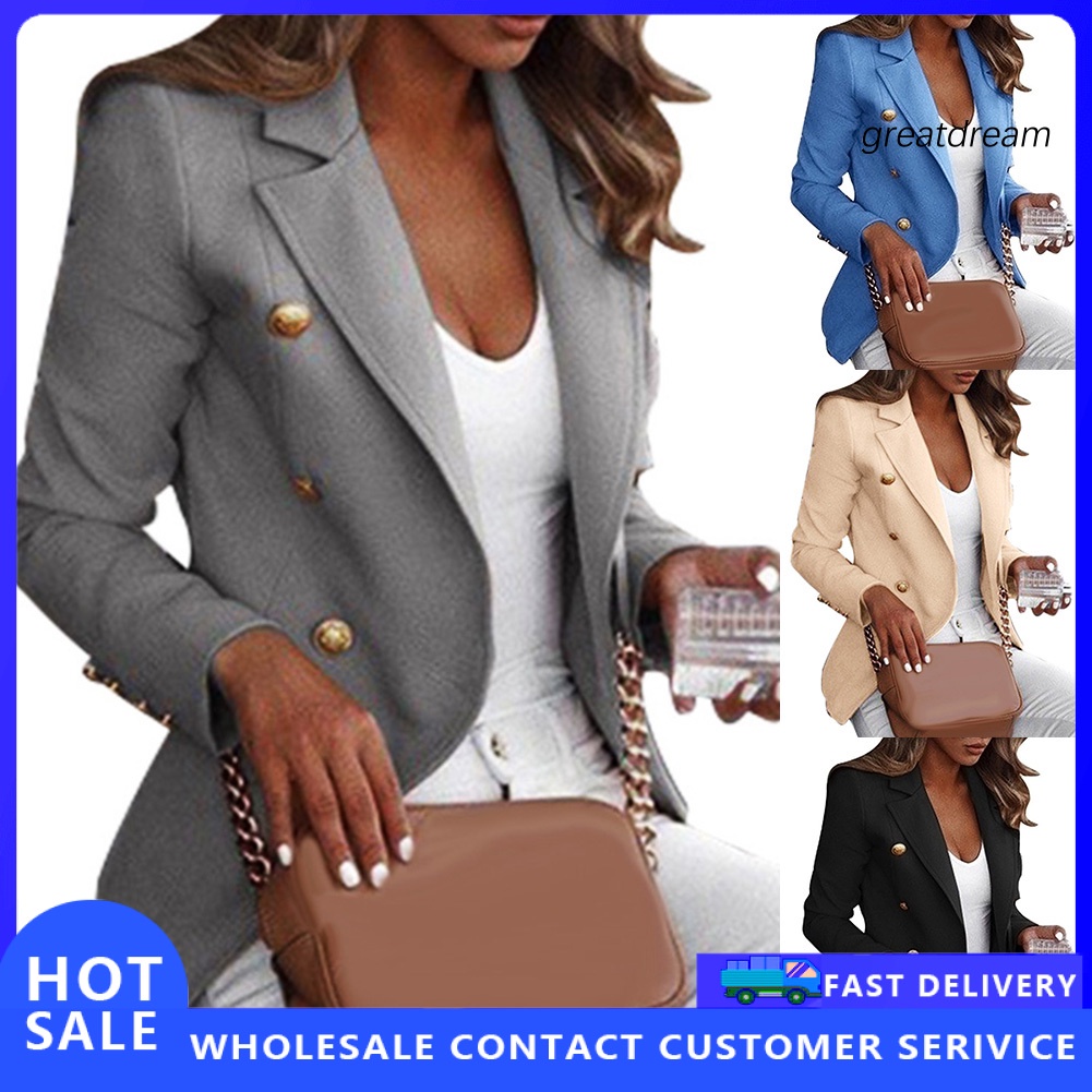 Nswt_ Blazer / Jaqueta Feminina Slim Fit De Cor Lisa Com Lapela E Manga Comprida | Shopee Brasil