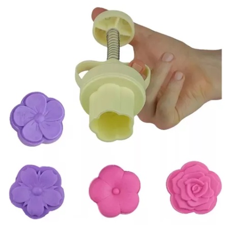 Kit Ejetor Cortador Molde Flores C/4 Carimbo P/Pasta Americana Max ...