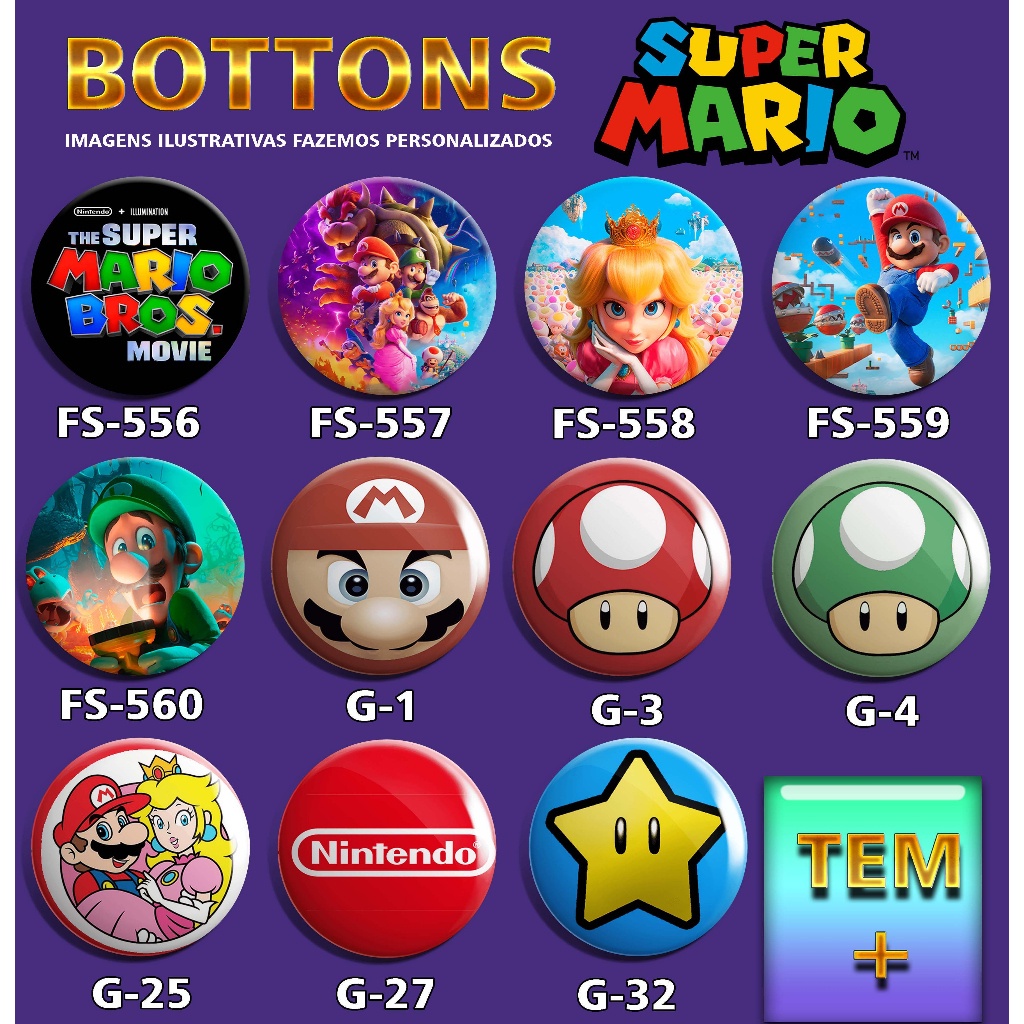 Bottons SUPER MARIO BROS Botton 3,8cm Luigi bottoms para mochila Donkey ...
