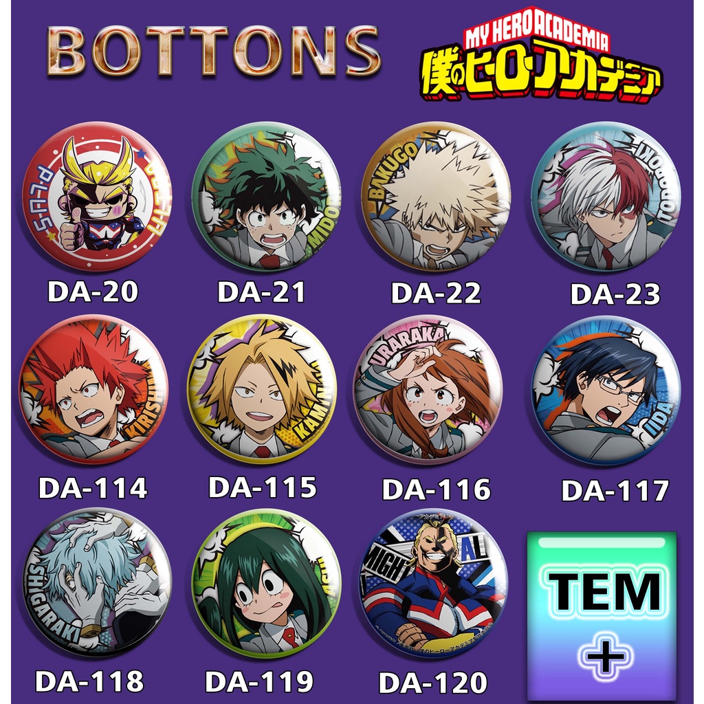 Bottons kit BOKU NO HERO Buttons 3,5cm Bottom my hero academy Buttom ...