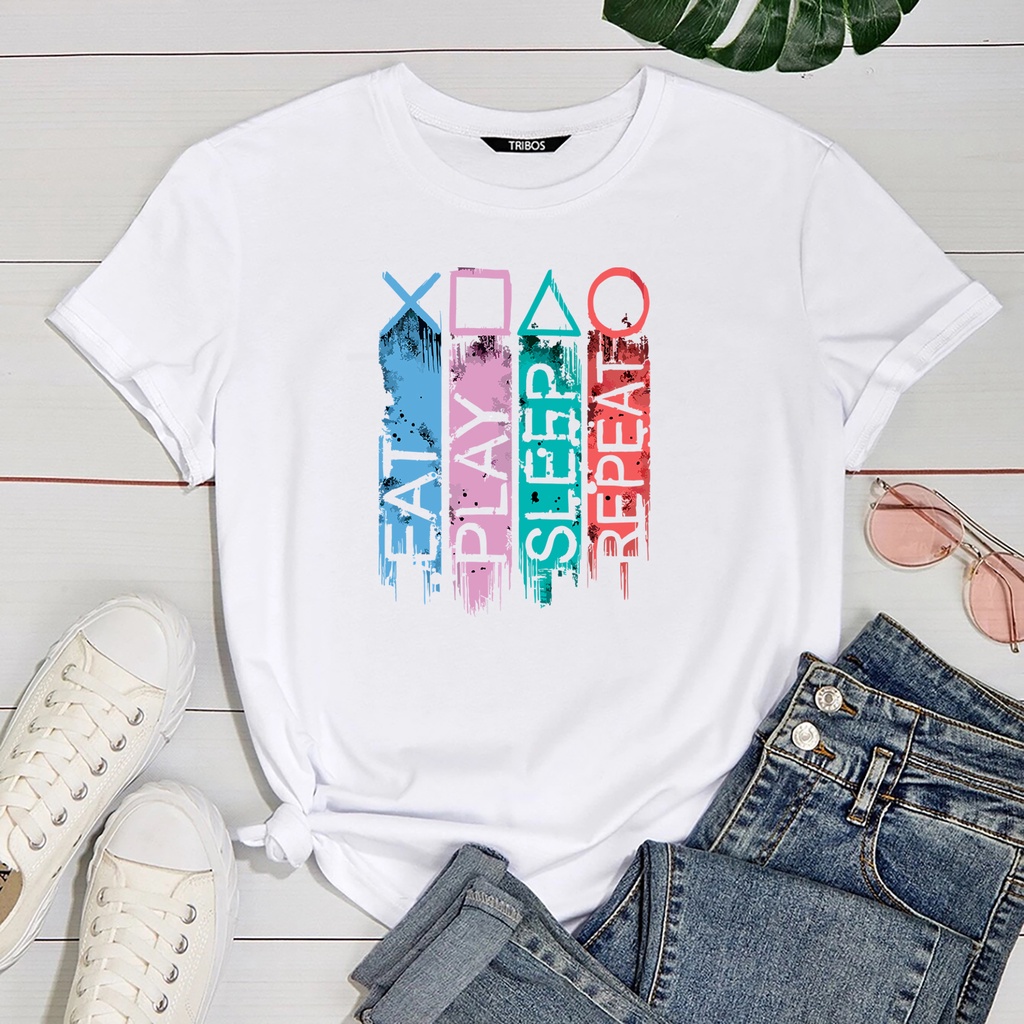 Blusa Feminina de malha Gamer "Eat Play Sleep Repeat" Video Game ...