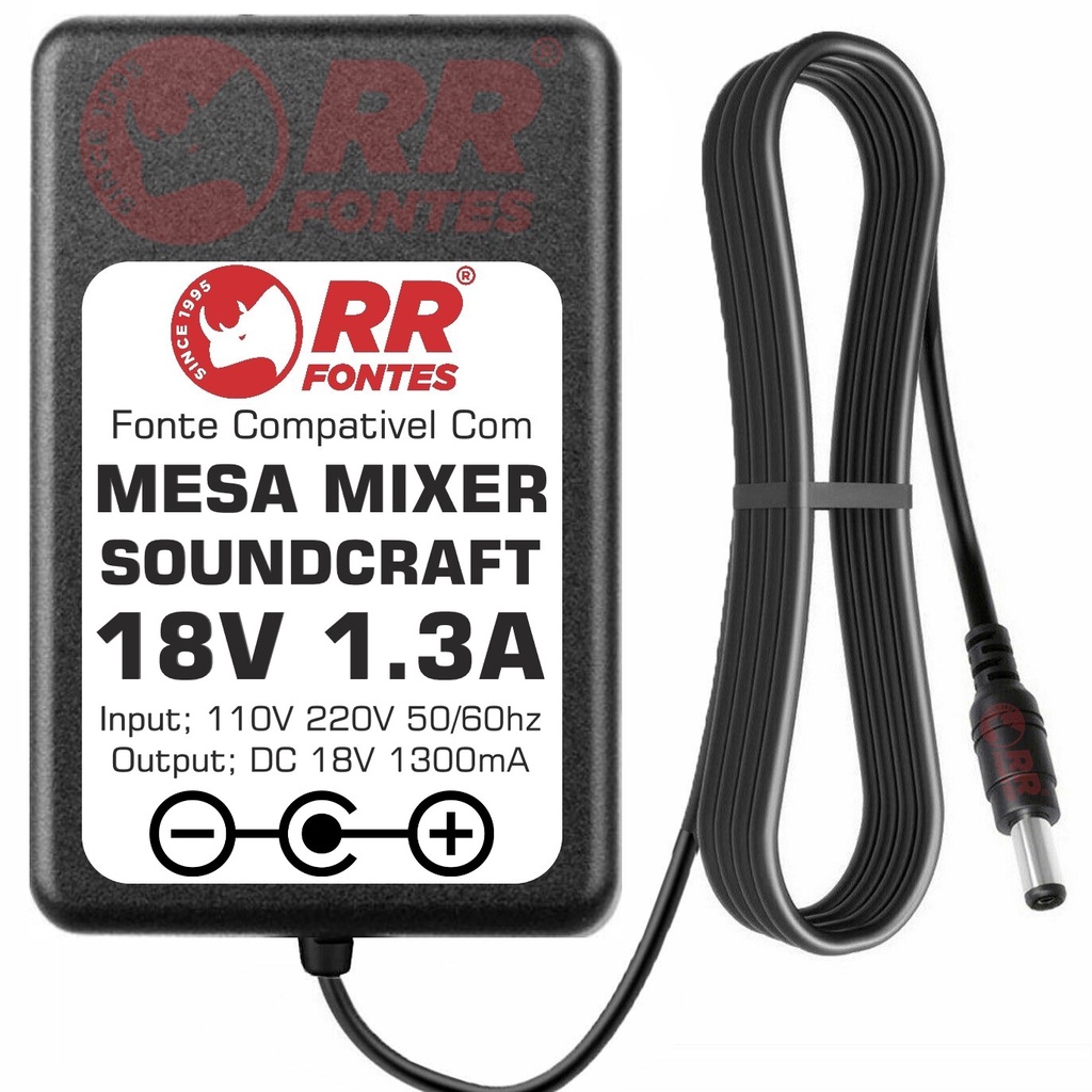 Fonte DC 18V Para Mesa de Som Mixer Soundcraft Notepad | Shopee Brasil