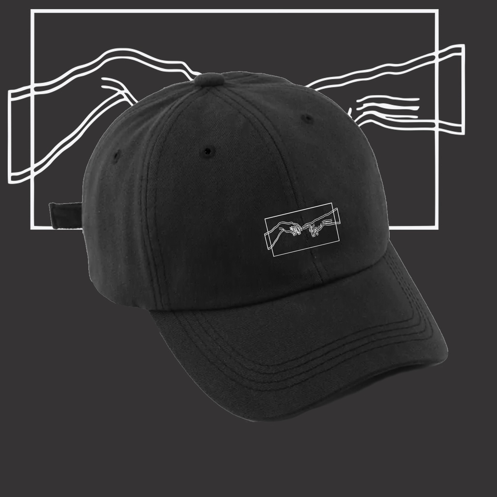 Bone baseball preto Arte mãos Michelangelo Swag Efeito Glitch | Shopee ...