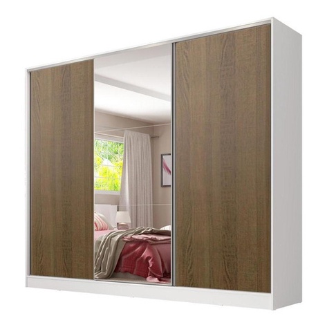 Guarda-roupa Casal 100 Mdf Madesa Royale 3 Portas C/ Espelho | Shopee ...