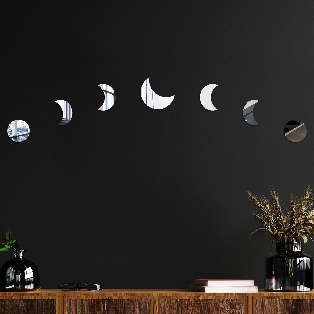 Espelho Decorativo Fases da Lua Prata | Shopee Brasil