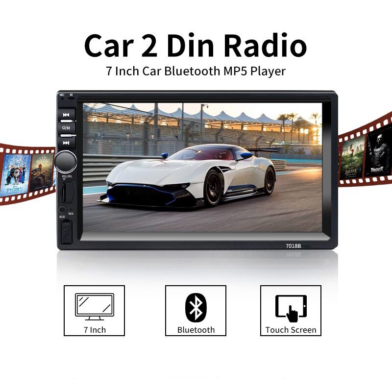 Central Multimídia MP5 Automotivo 2 Din Com Tela De Toque Bluetooth USB/AUX/TF 7 Polegadas ...