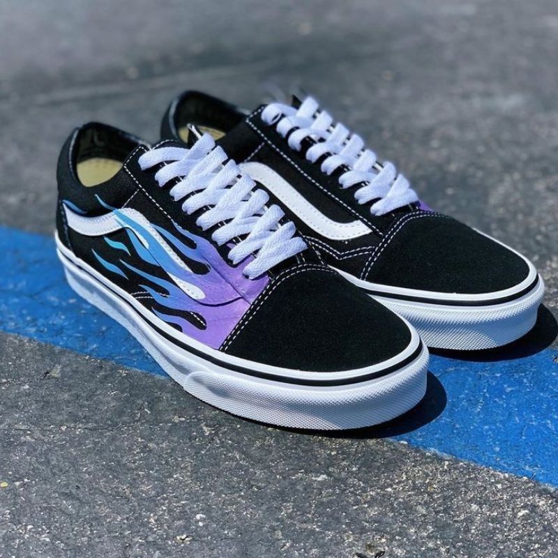 Tênis Customizado Vns Old Skool Fire Roxo | Shopee Brasil