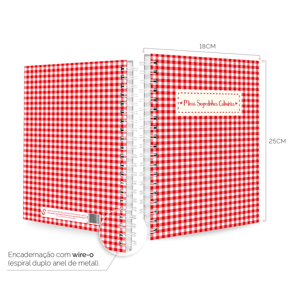 Caderno De Receitas Toalha Italiana Xadrez Vermelho E Branco | Shopee ...