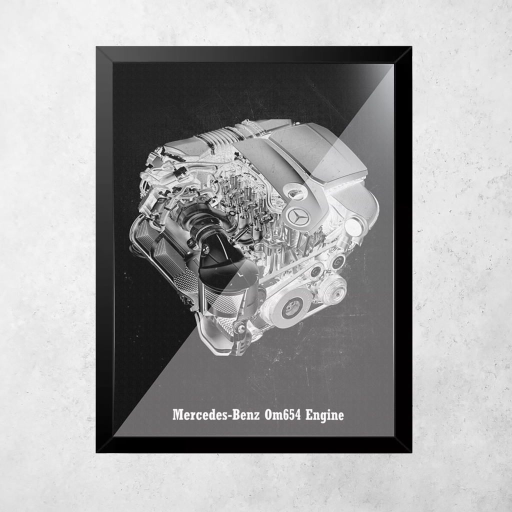 Quadro decorativo com vidro Ilustração Motor Mecanica Carro OM654 ...