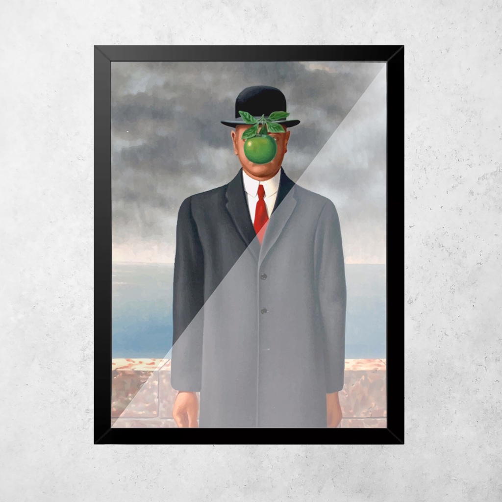 Quadro decorativo com vidro Arte Pintura O Filho do Homem René Magritte ...