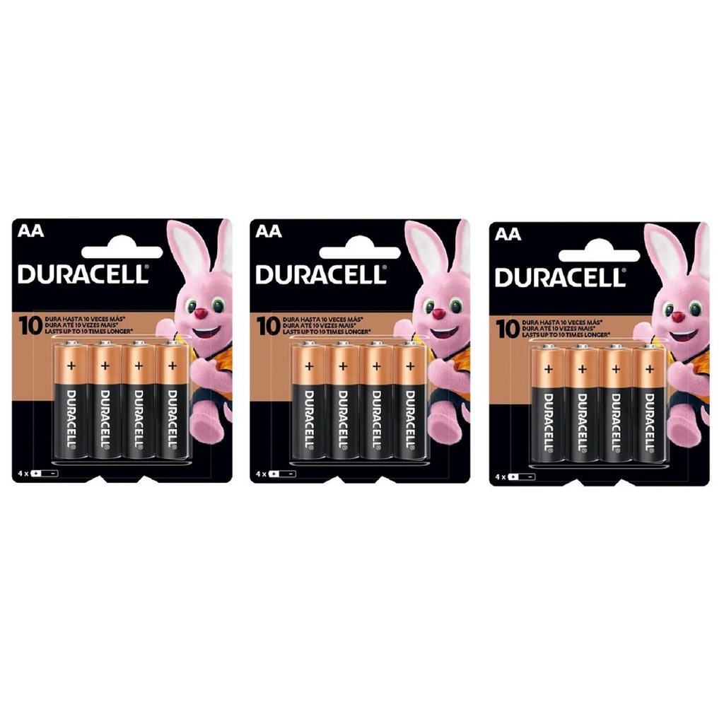 Kit 3 Pilha AA Pequena Alcalina 4 Unidades - Duracell - 12un | Shopee ...
