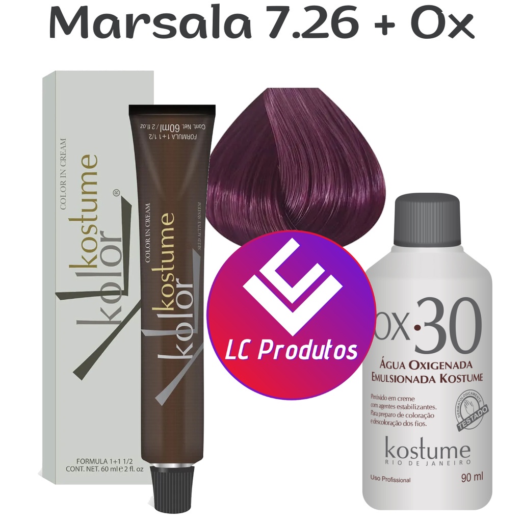 Coloração Kostume Kolor Marsala 7.26 + Ox | Shopee Brasil